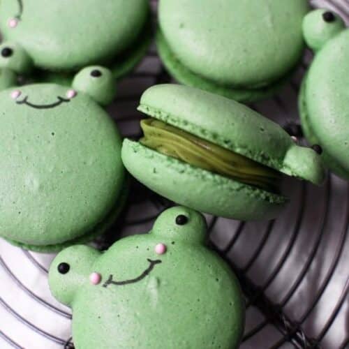 Frog Matcha White Chocolate Macarons • Bites by Bianca