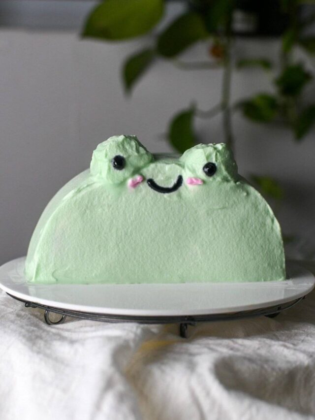 Matcha Frog Cake with EASY Whipped Cream Frosting