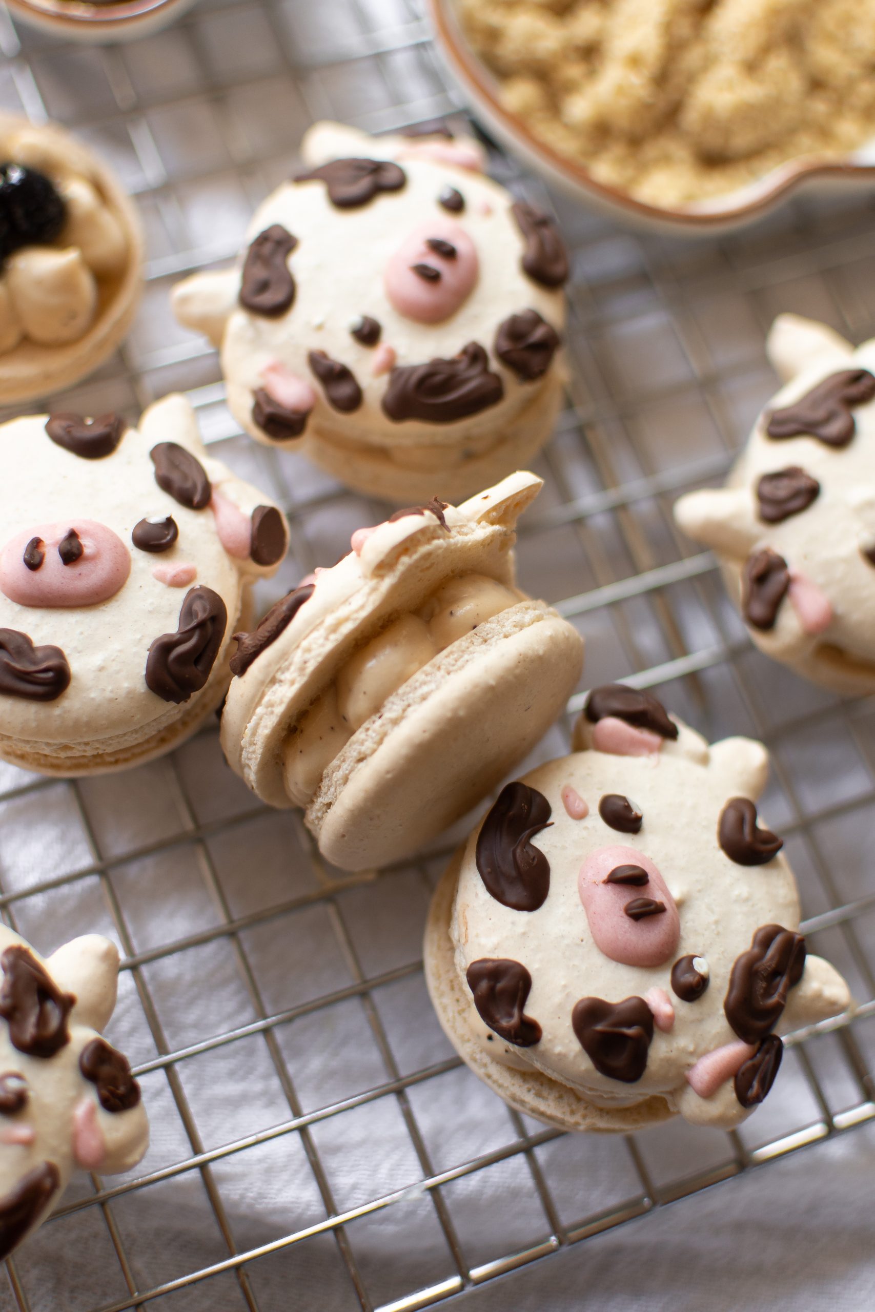Cow Macarons with Brown Sugar Milk Tea Filling (French Method) • Bites ...
