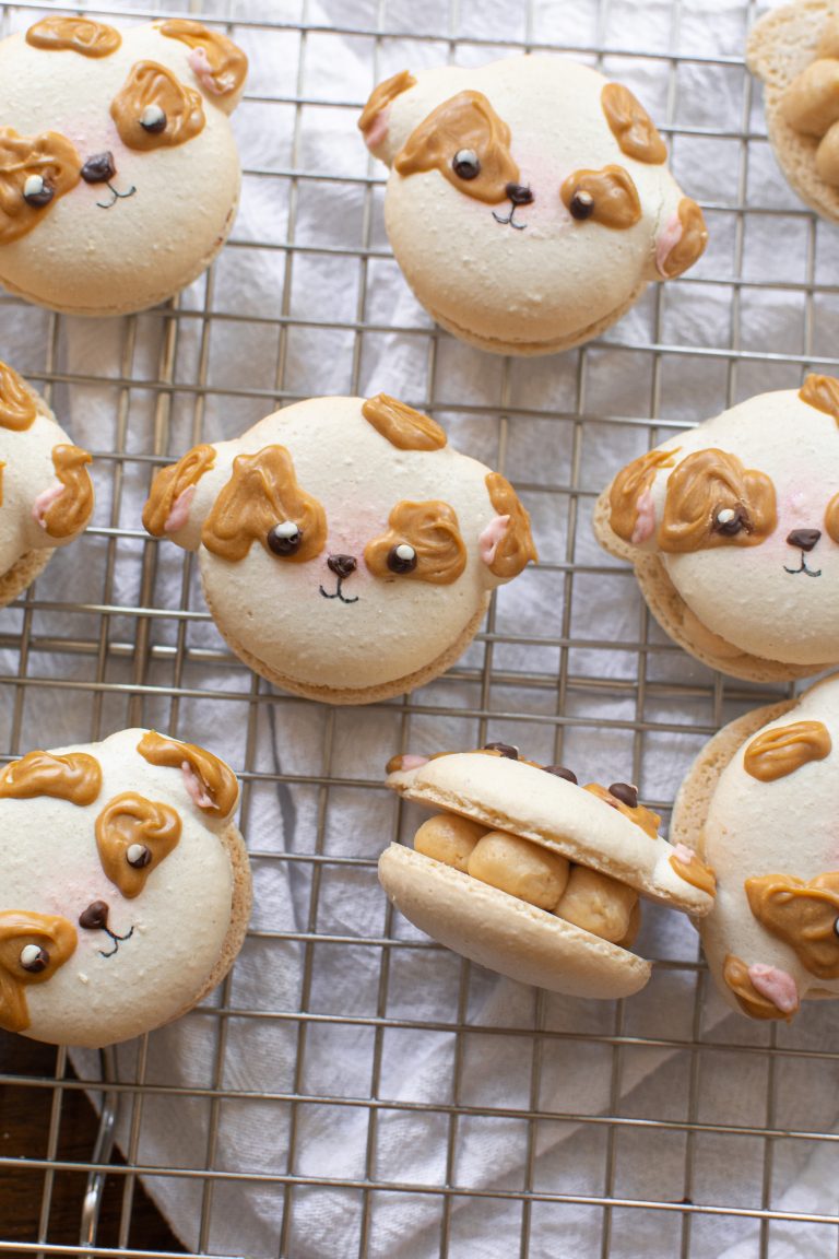 Dog Macarons with Peanut Butter Chocolate Filling (French Method ...